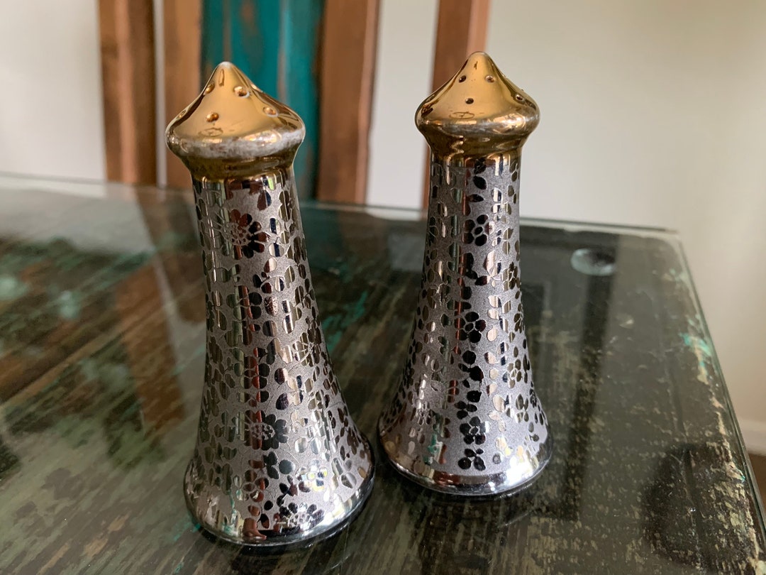 Stouffer Silver Rose Salt&pepper Shakers Gold Top - Etsy