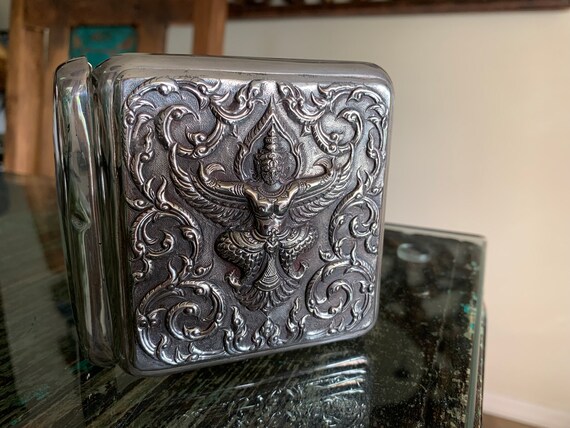 Vintage Silver Plated Cigarette Case/Asian/Thai/Siam … - Gem