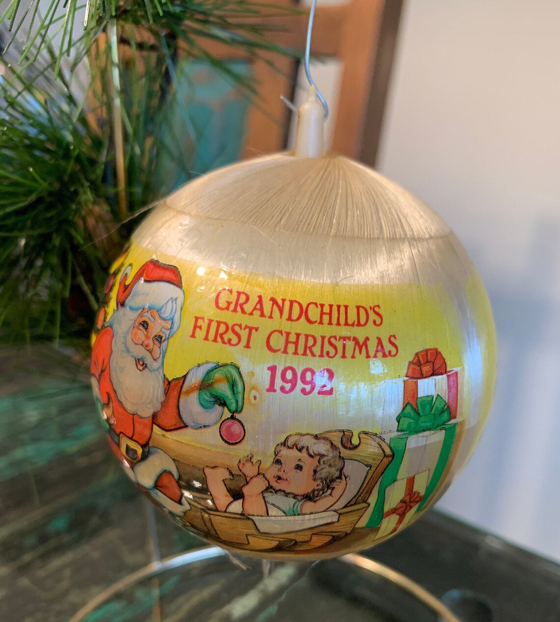 Satin Ball Ornament Grandchild's First Christmas 1992 - Etsy