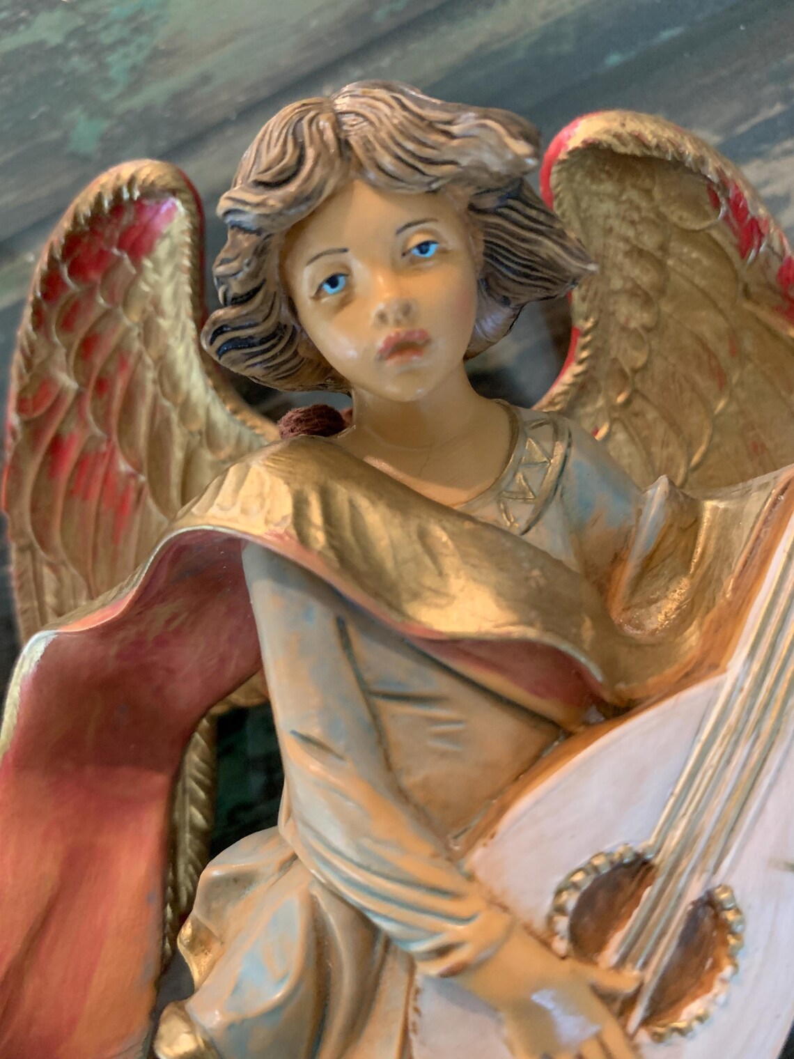 Depose Simonetti Angel Figurine – 6” Hand-painted Resin Angel Playing ...