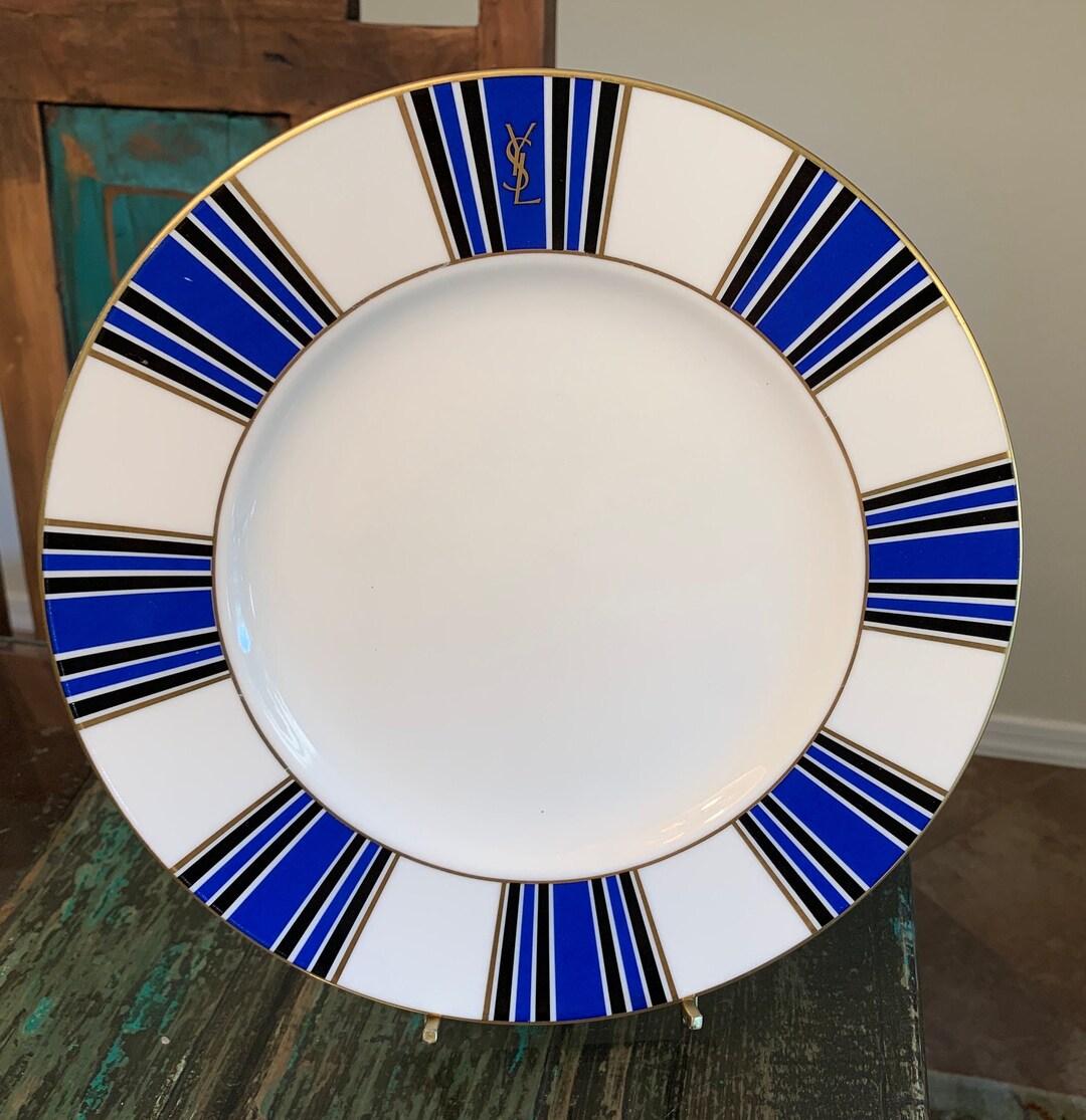 Yves Saint Laurent Dinner Plate/ysl Collection Plate/blue White Strip ...