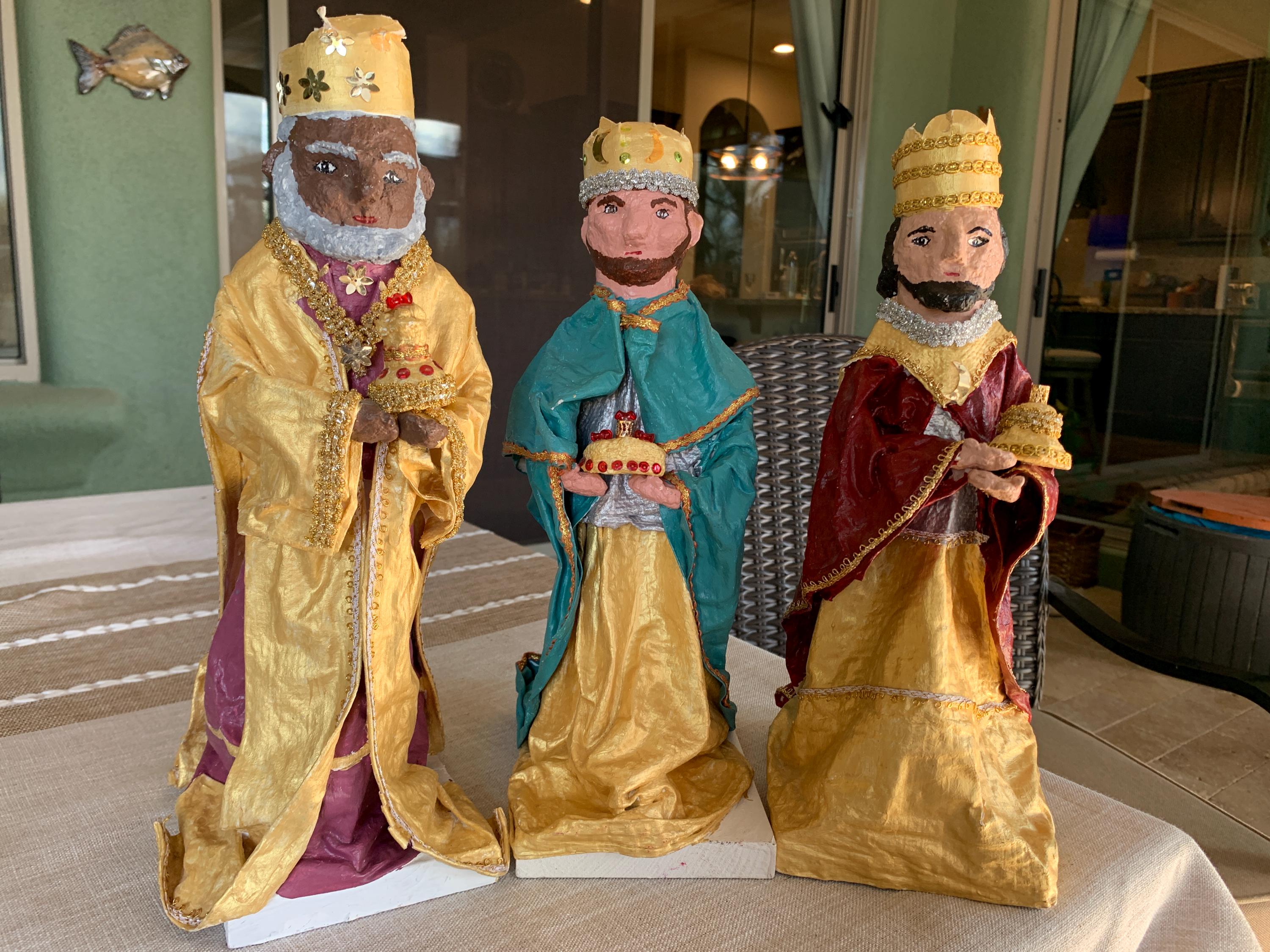 Three Kings Paper Mache Figurines/composite Wisemen Nativity - Etsy