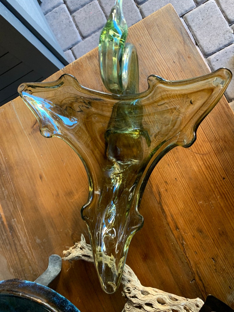 Murano style glass swan Handblown green swan | Etsy