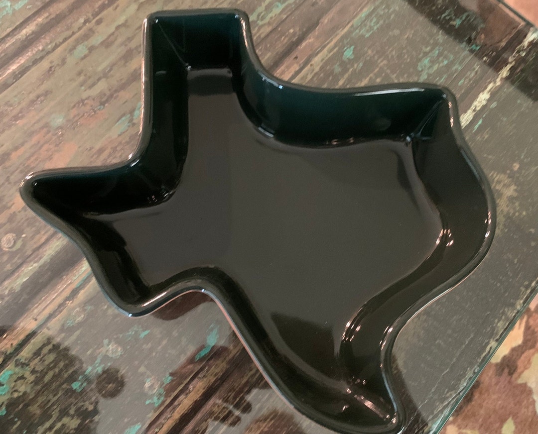 Vintage Frankoma Pottery Texas State Shaped Baking Dish/dark Green/red ...