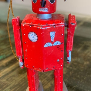 Miniature Red Atomic Robot Man Ornament/schylling - Etsy