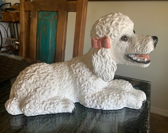 White Poodle Statue - Etsy