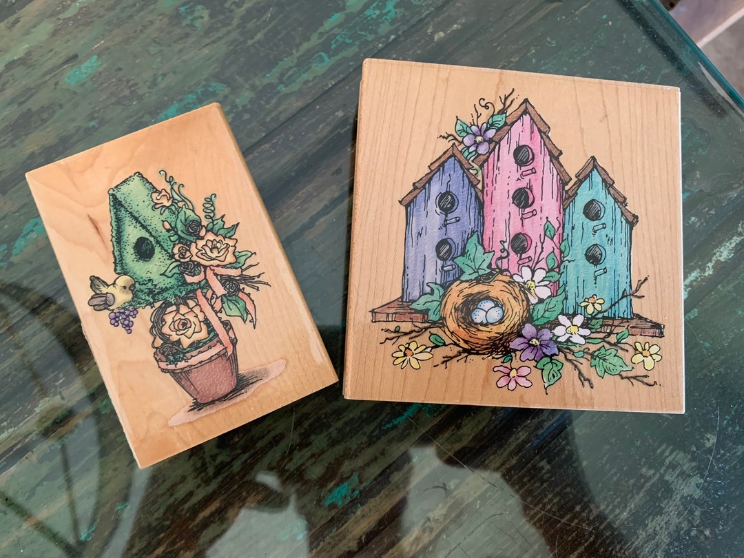 Stampendous Birds Nest and Topiary Wood Stamps - Etsy