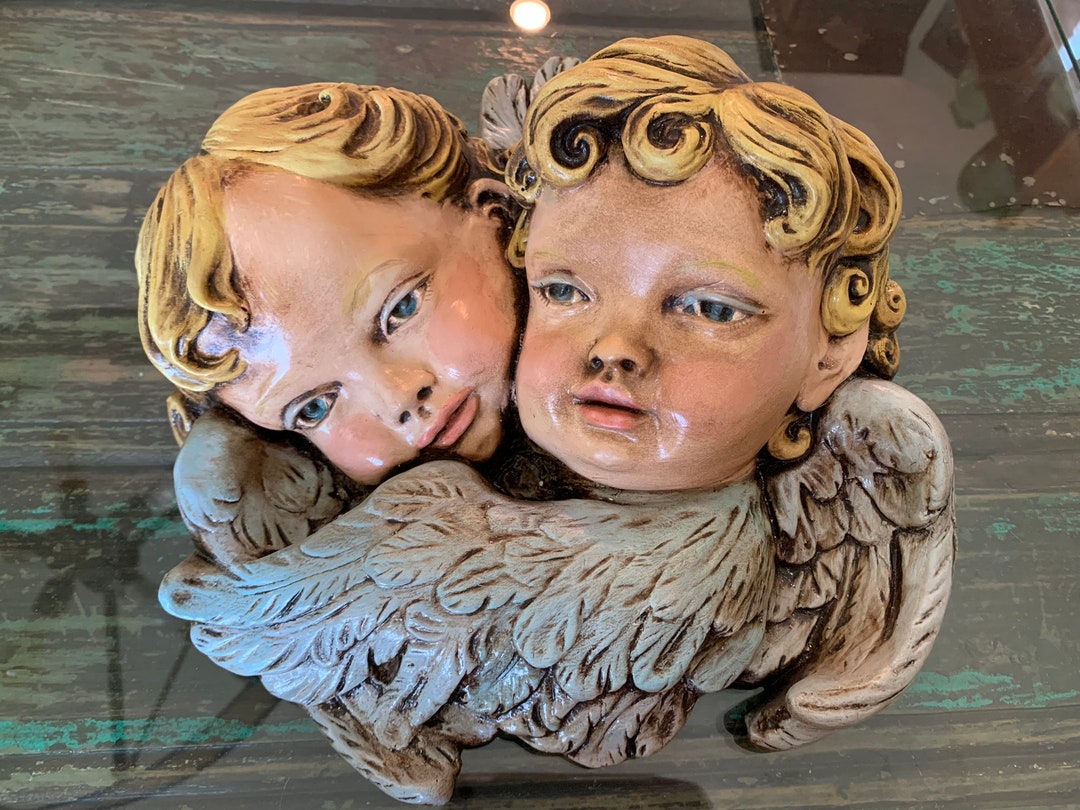 Plaster Cherub Wall Hanging/cherub Plaque Angels - Etsy