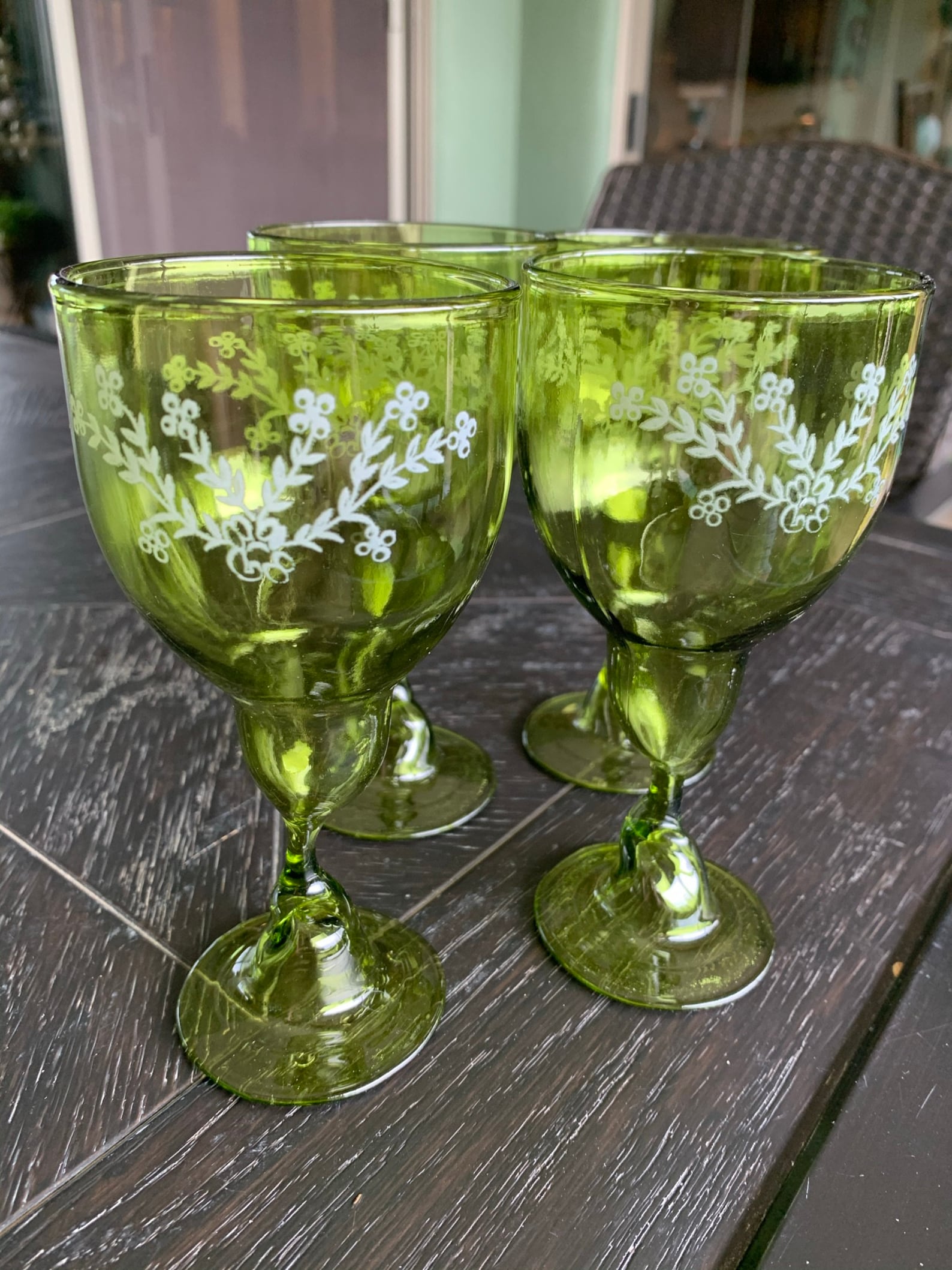 Four Unique Handblown Twisted Stem Cordialwine Glasses Etsy