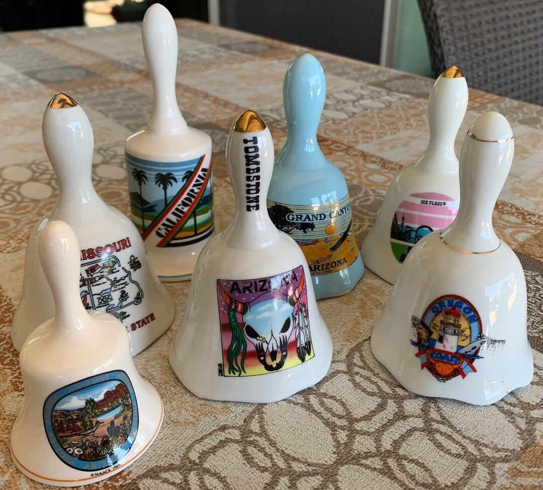 Souvenir Porcelain Bells/arizonia/missouri/six Flaggs Bells - Etsy