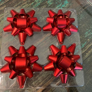 Four Red Metallic Painted Resin Bows/red Christmas Bow Ornaments - Etsy