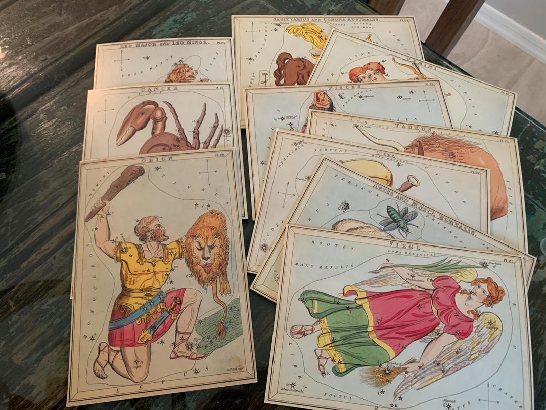 Sidney Hall Constellation Art Punched Card 8x5.5"astronomical Chart ...