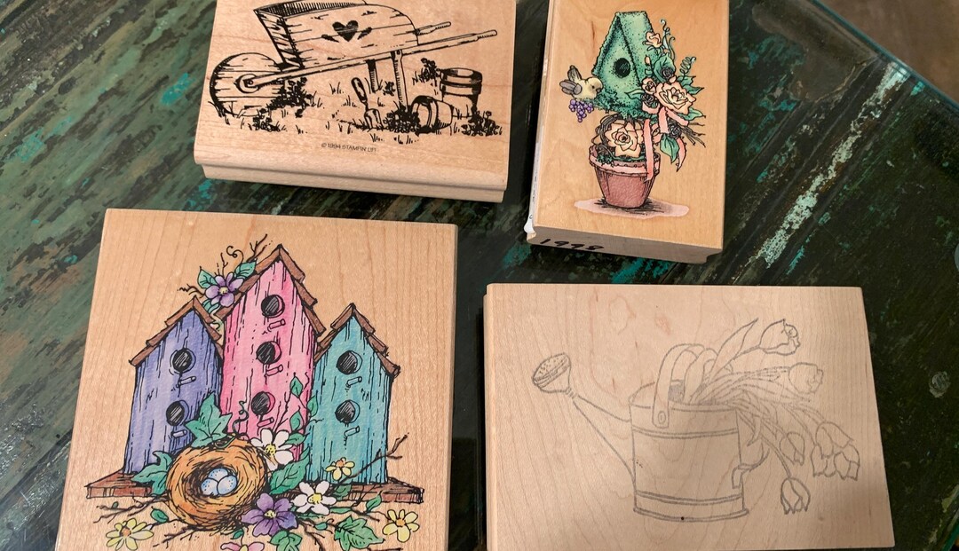 Vintage Stampendous Spring/garden Wood Block Stamps - Etsy
