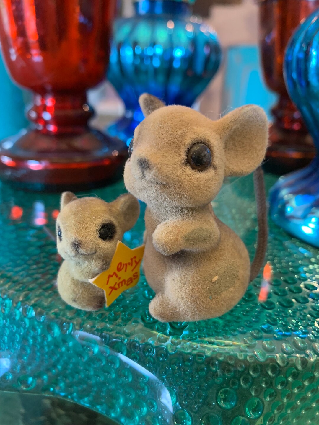 Pair of Vintage George Good Flocked Mice - Etsy