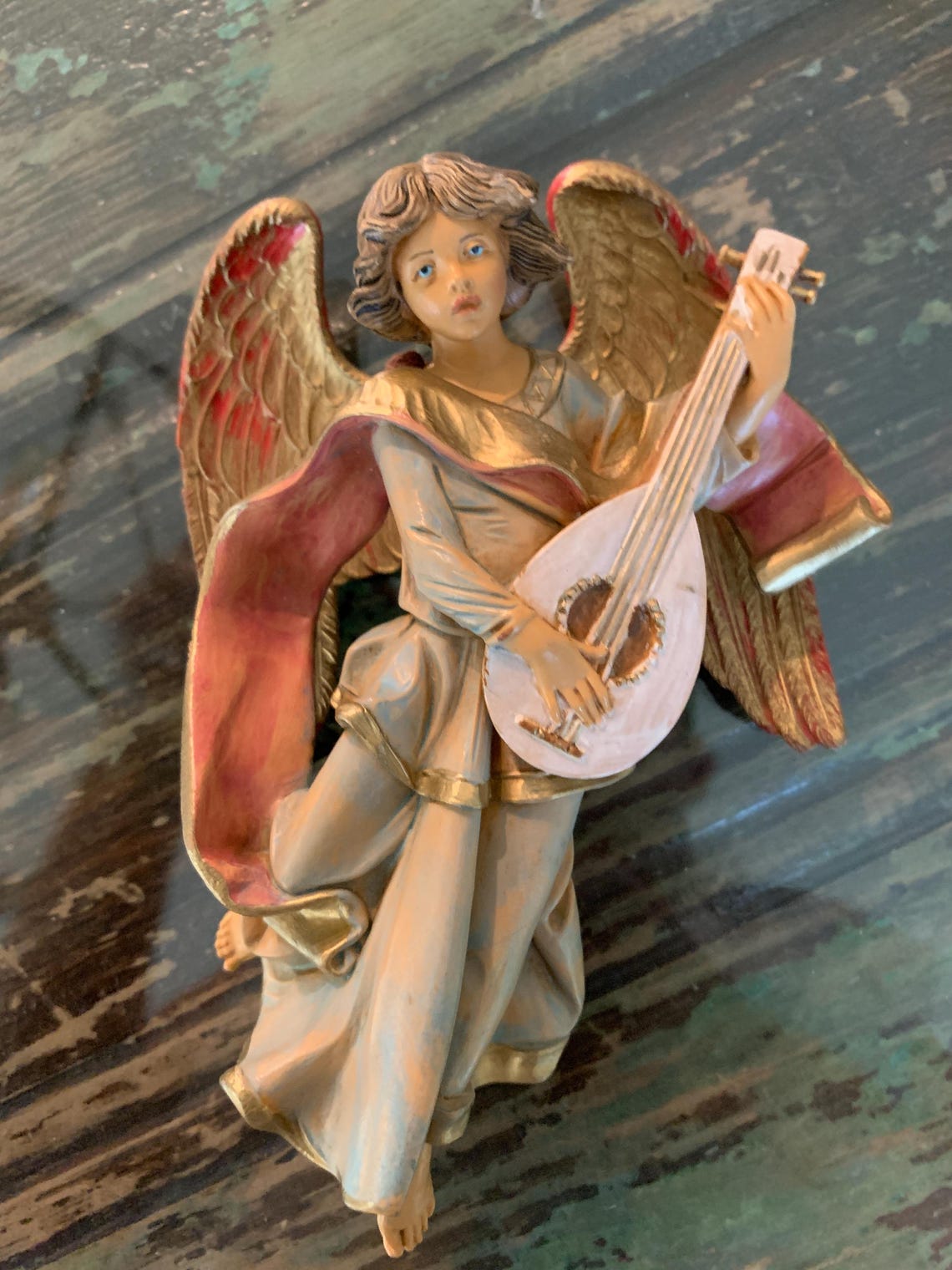 Depose Simonetti Angel Figurine – 6” Hand-painted Resin Angel Playing ...