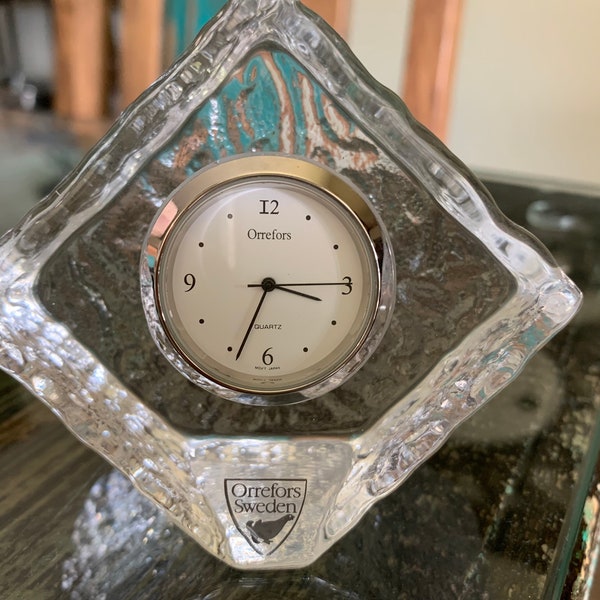 Orrefors Crystal Desk Clock - Etsy