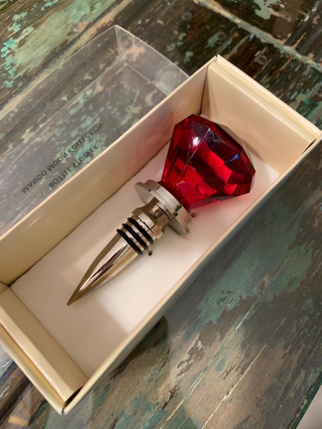 Mango Moon Red Ruby Diamond Bottle Stopper – Faceted Crystal Wine ...