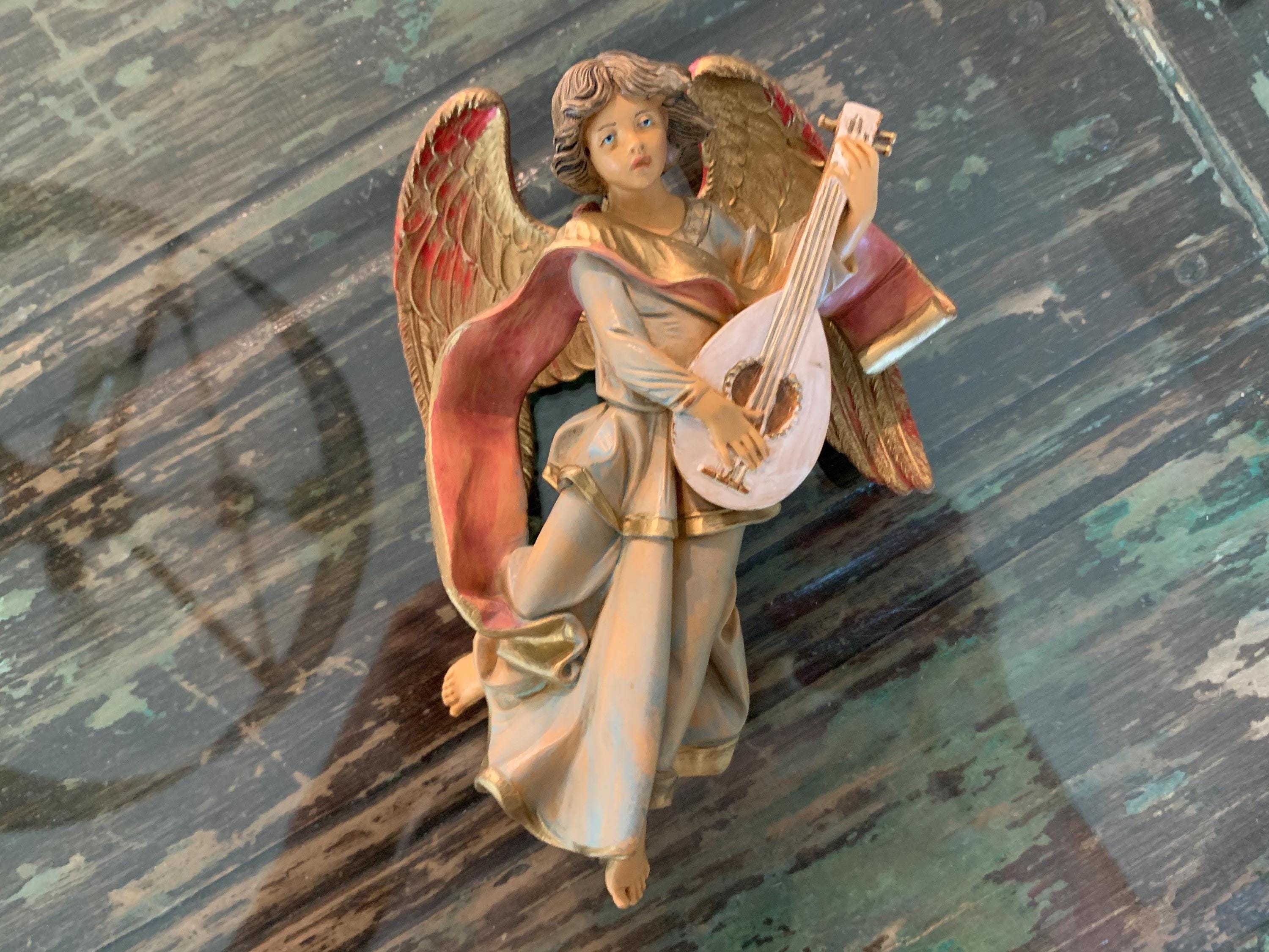Depose Simonetti Angel Figurine – 6” Hand-painted Resin Angel Playing ...