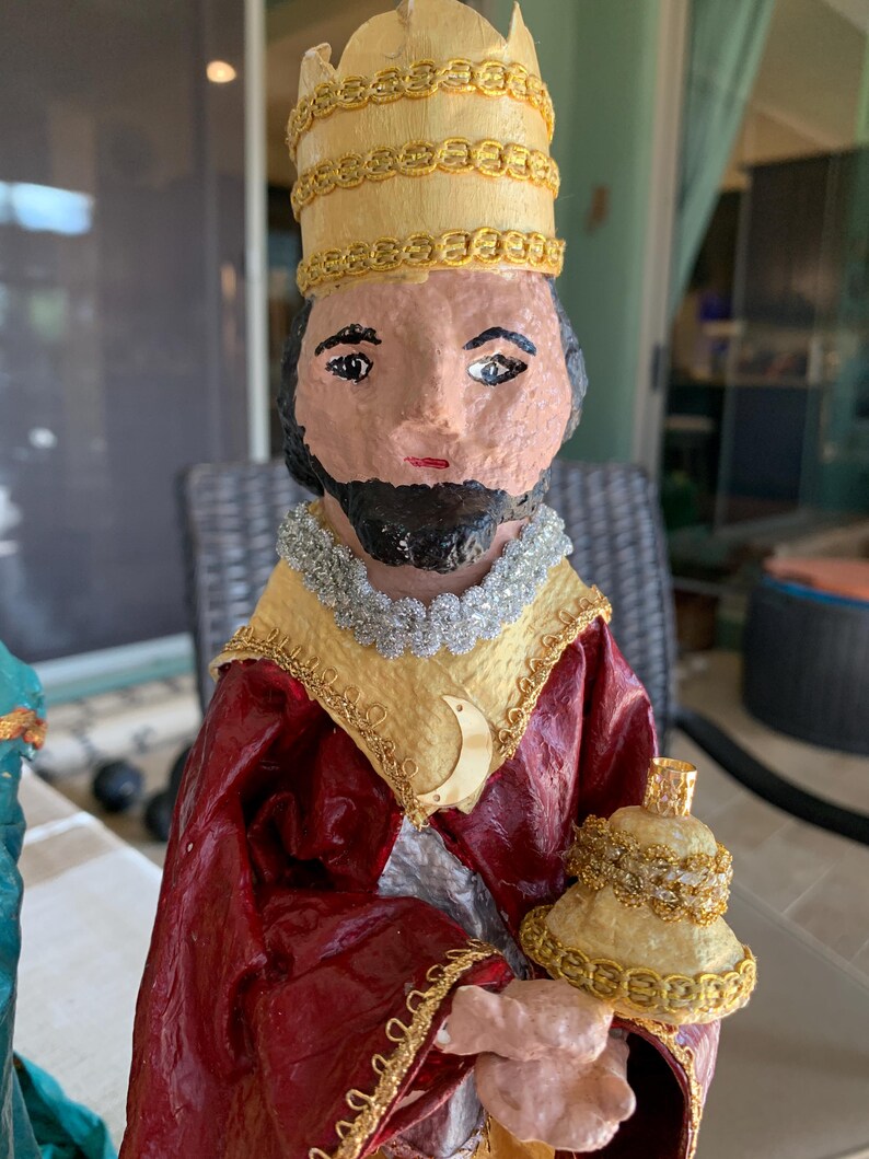 Three Kings Paper Mache Figurines/composite Wisemen Nativity - Etsy