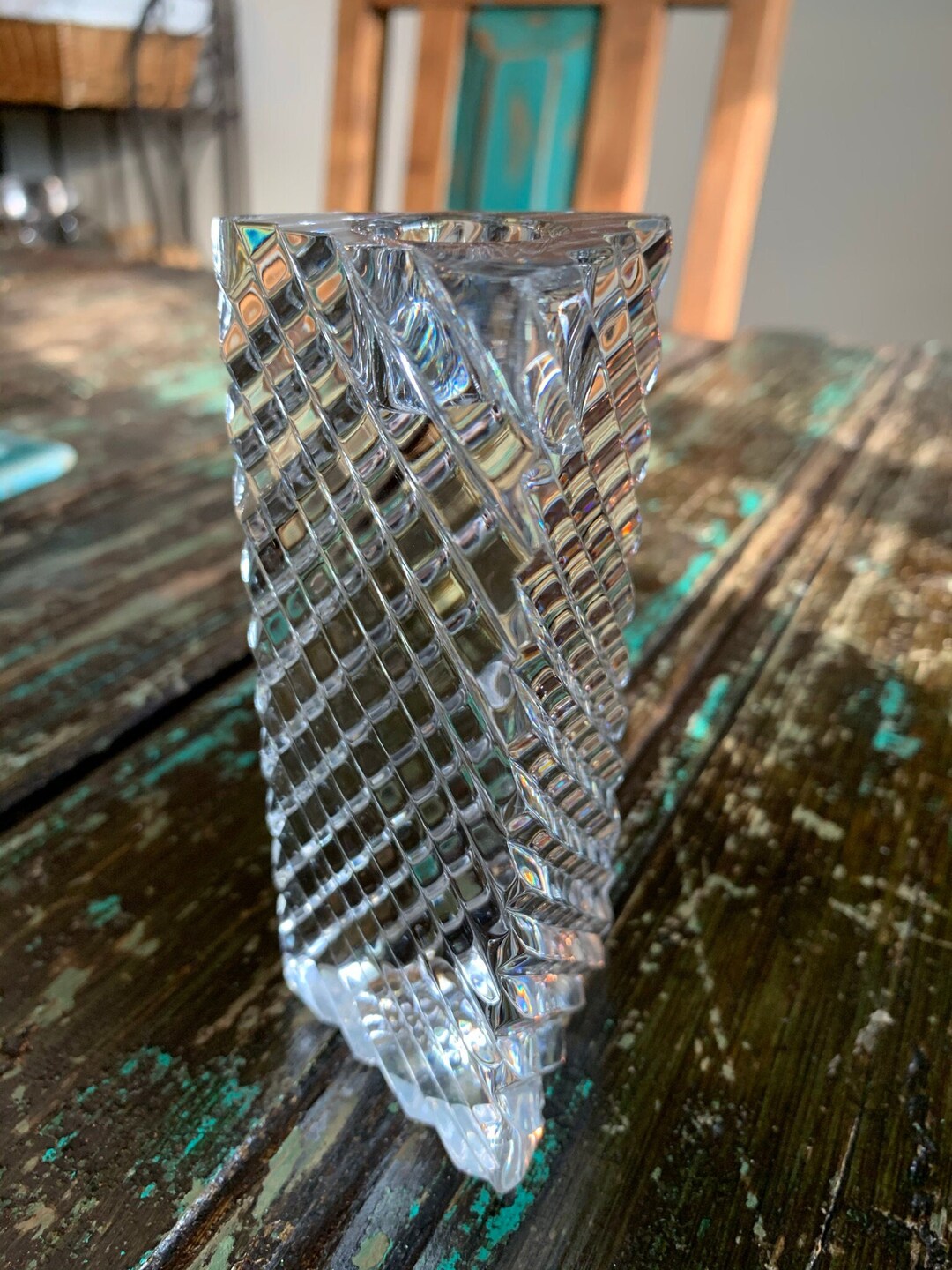 Rogaska Crystal Triangle Candle Holder/triangle Prism Candle Holder - Etsy