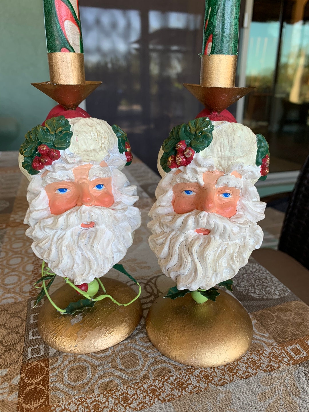 Vintage Pair of Santa Head Candlesticks by Silvestri - Etsy