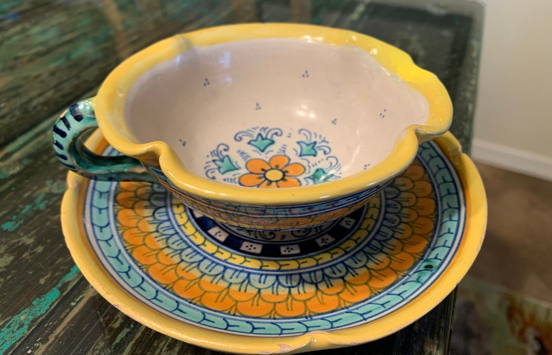 Deruta Italy Scalloped Saucer and Cup - Etsy