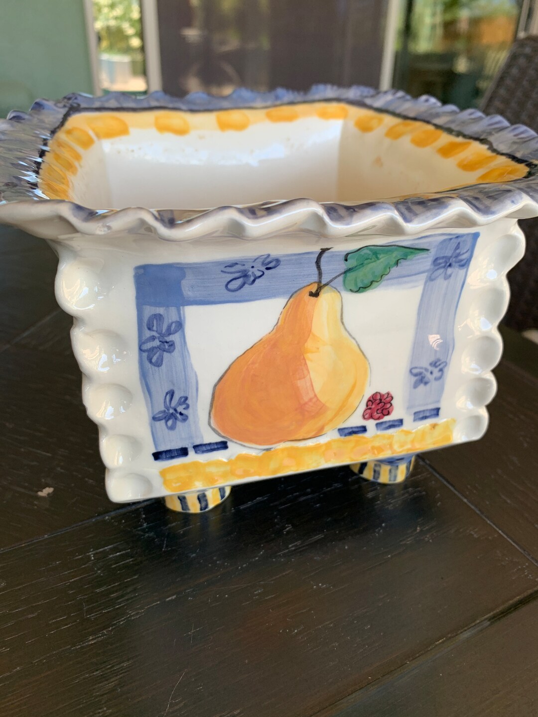 Gritter & Van Noord Signed Pottery Bowl Planter, Hand Painted Pear Dish ...
