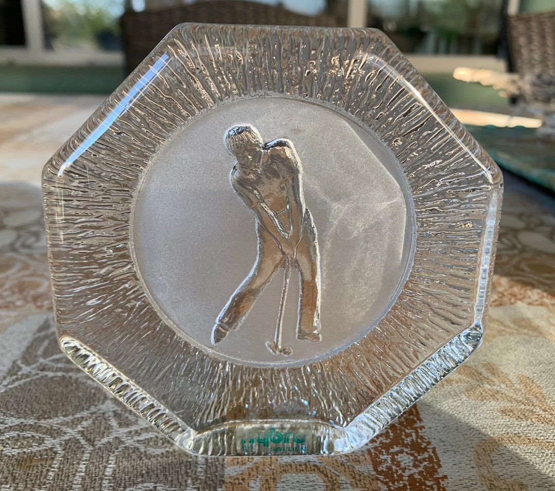 Golf Paperweight Nybro Swedish Crystal / Golfer Paperweight Clear ...