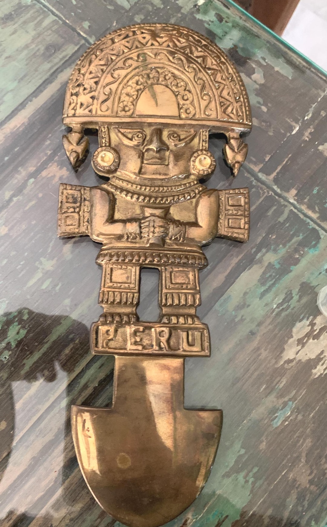 Vintage Peruvian Tumi Brass Wall Hanging – Ceremonial Inca Knife ...