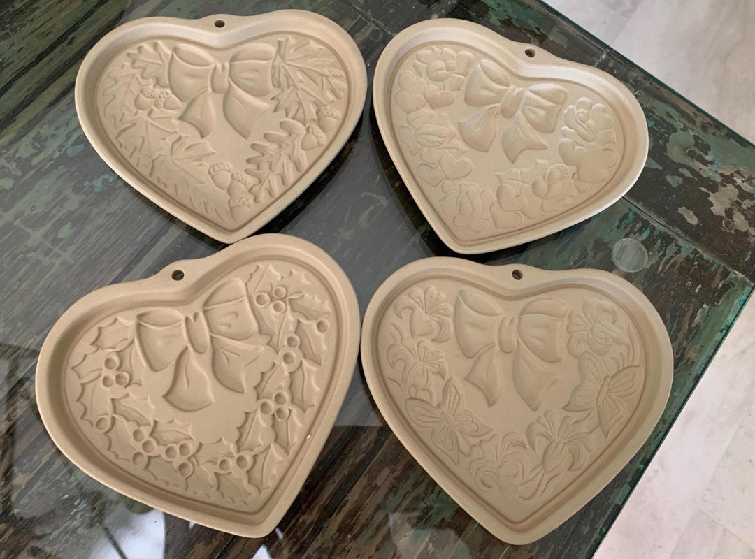 Pampered Chef Seasons of the Heart Molds/stoneware Cookie Molds/seasons ...
