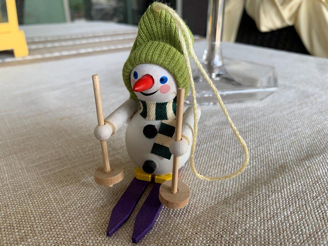 Steinbach Wood German Ornament Skier/handmade German Snowman Skiing ...