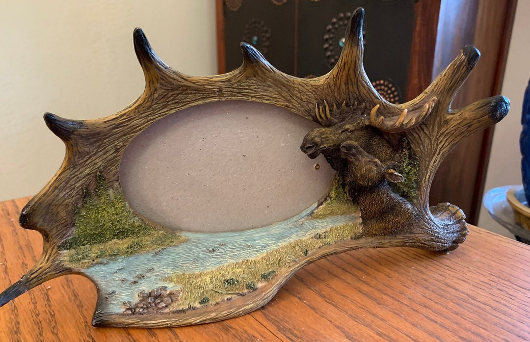 Vintage Resin Moose Antler Picture Frame/rustic Picture Frame - Etsy