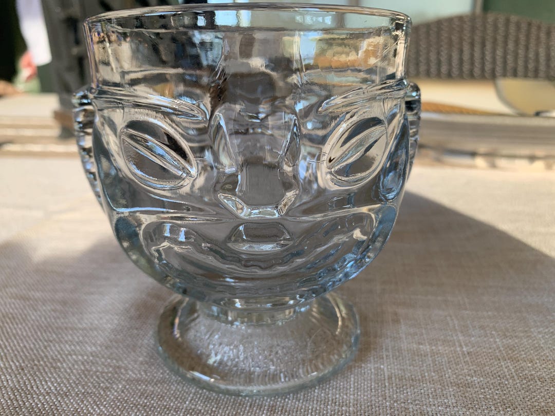 Tiki Double Sided Happy /sad Face Cocktail Glass/hawaiian Fun Glass ...