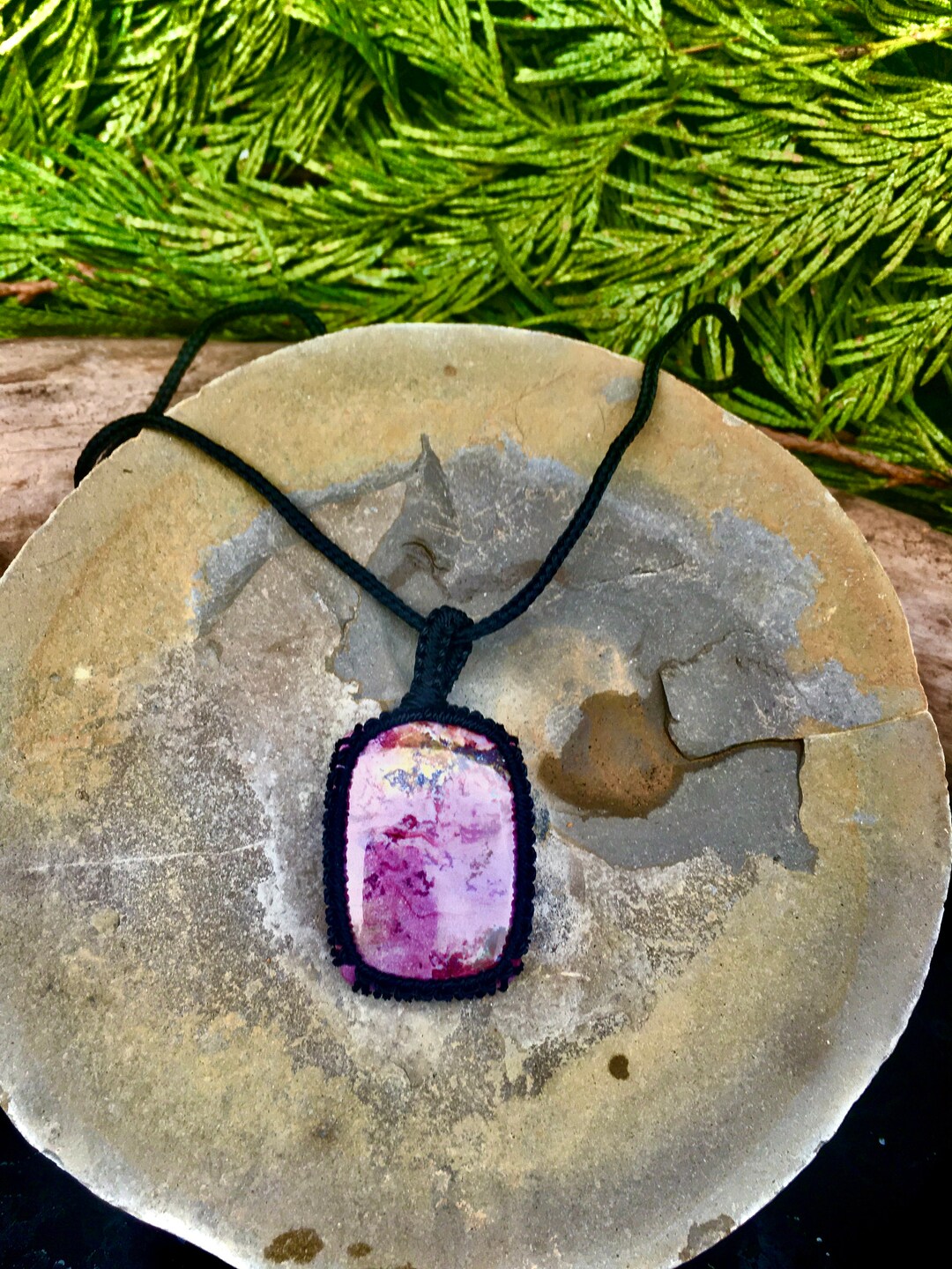 Micro Macrame Stone Pendant Necklace - Etsy