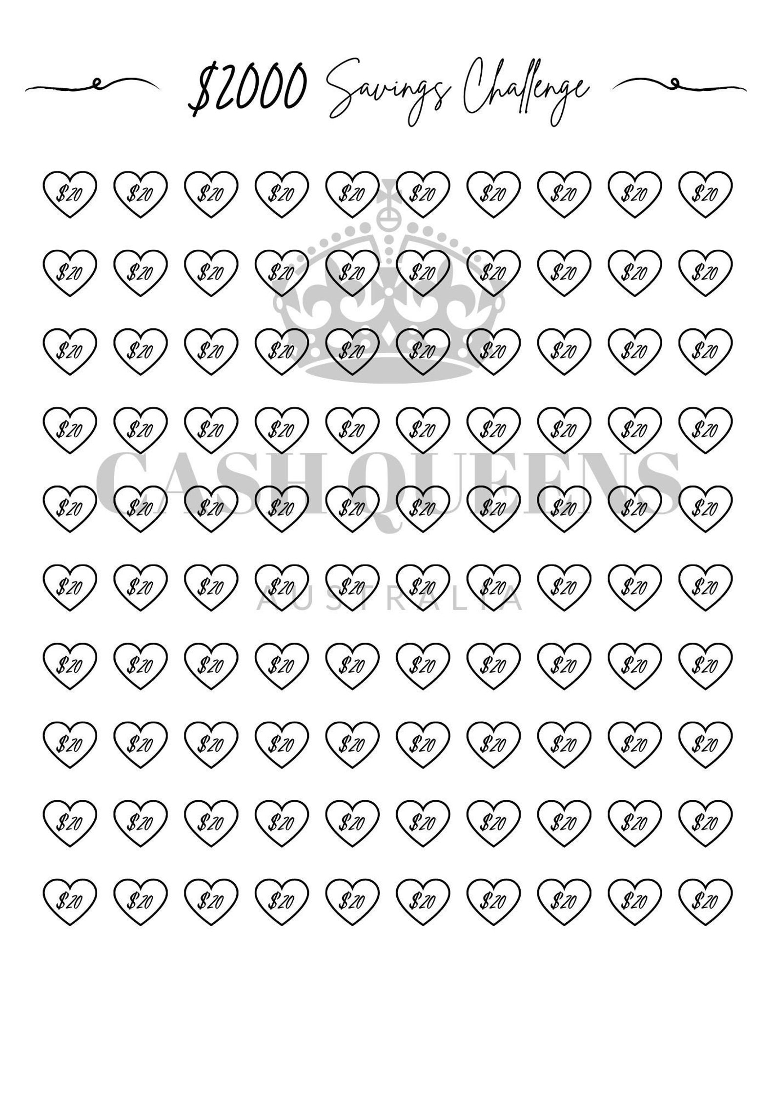 Printable 2k Savings Challenge Savings Goal Savings | Etsy