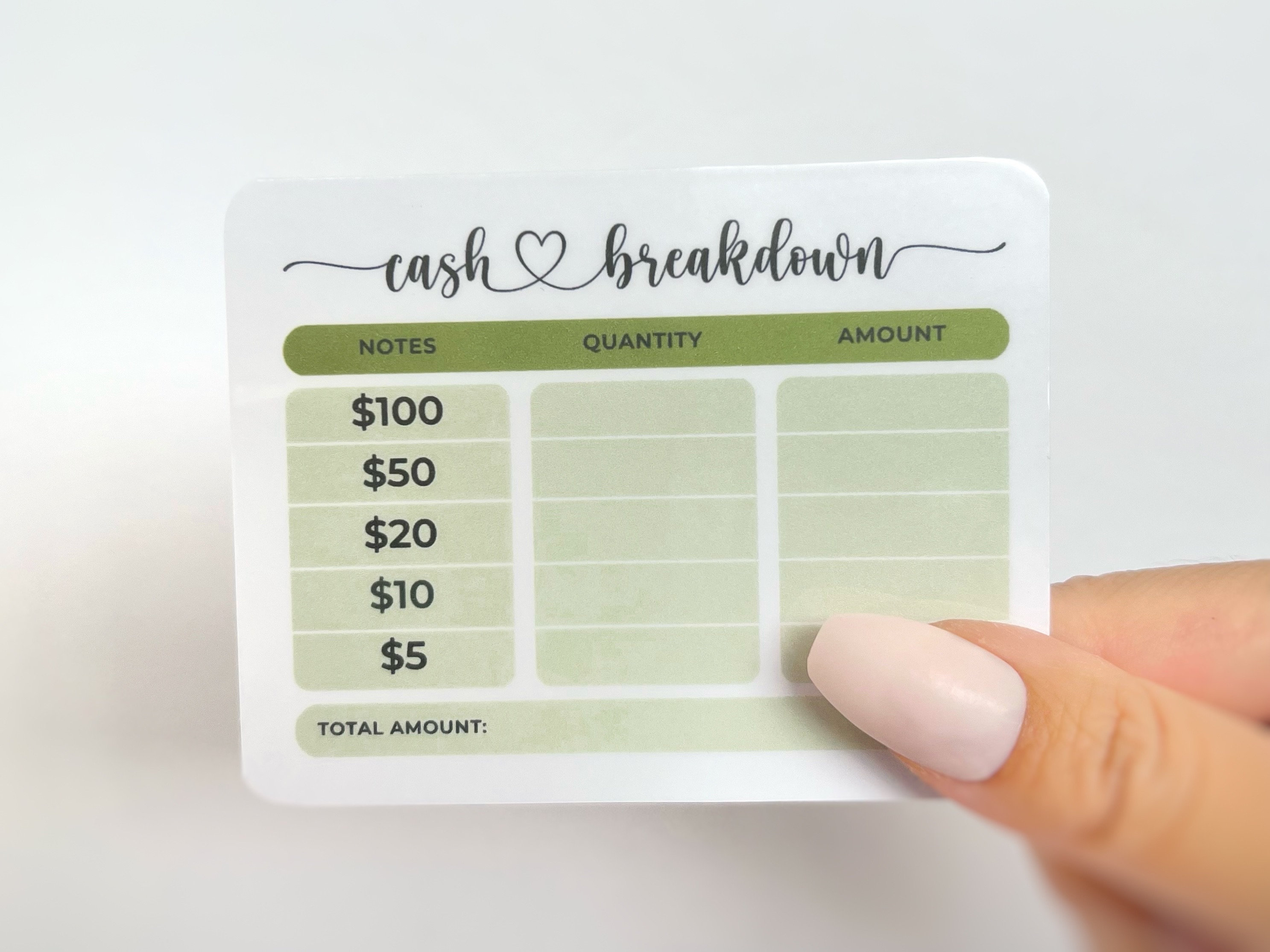 Cash Breakdown Slips for Notes Bill Exchange | Cash Stuffing | Budget ...