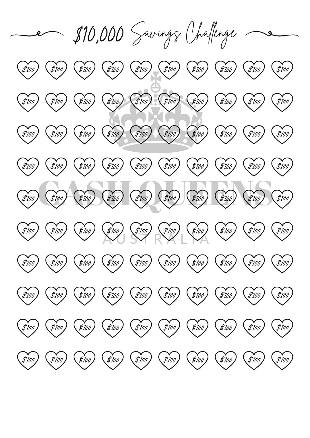 10k Savings Challenge Printable [digital Instant Download] | Savings ...