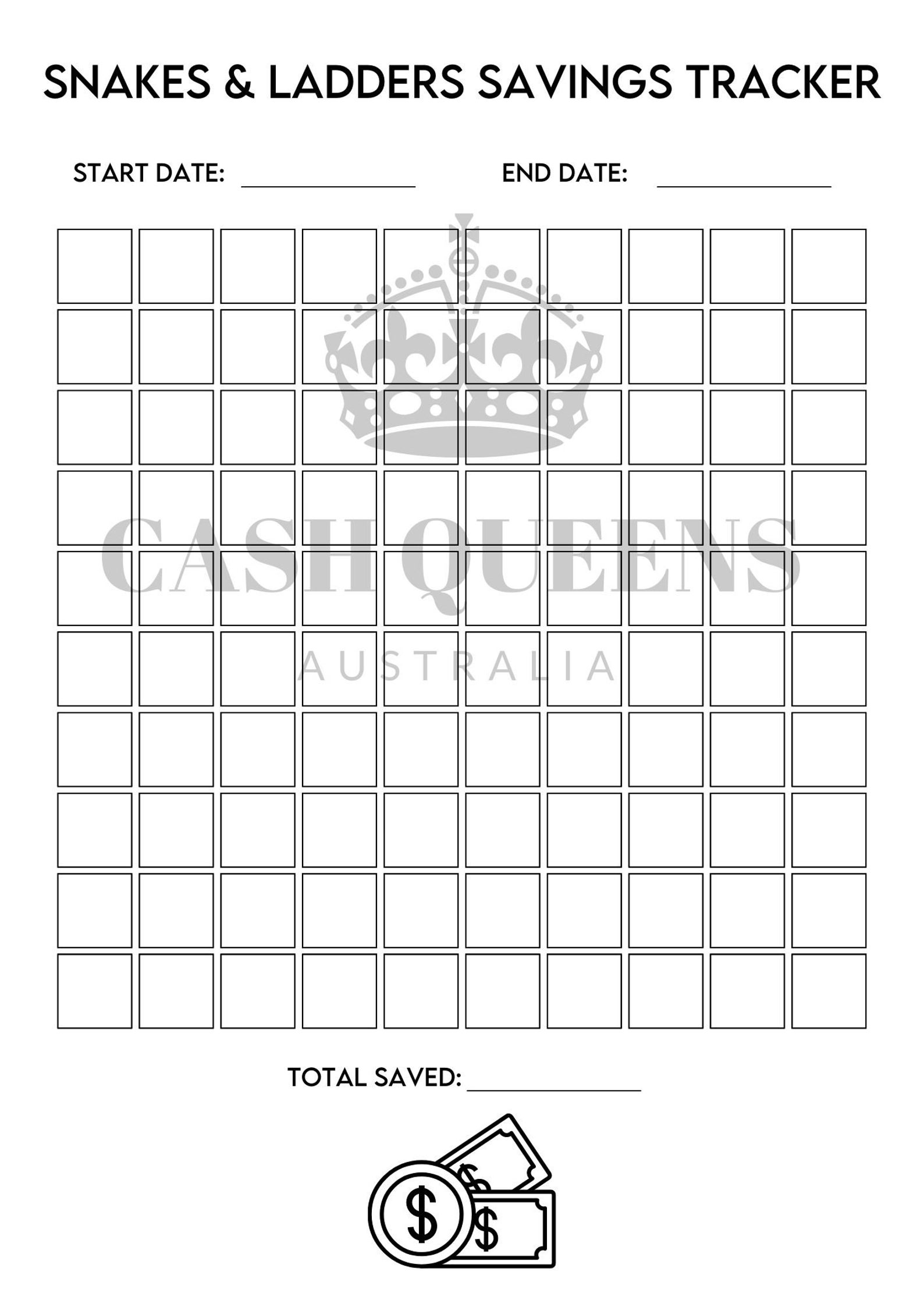 Printable Snakes & Ladders Savings Challenge | Savings Goal | Savings ...