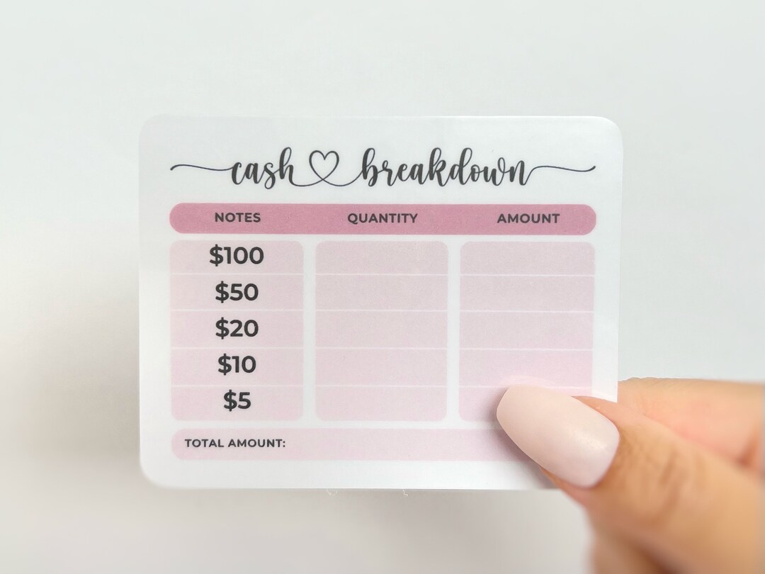 Cash Breakdown Slips for Notes Bill Exchange | Cash Stuffing | Budget ...