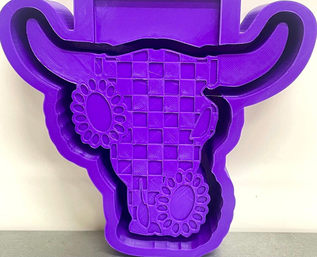 Checkered Concho Bull Skull Mold - Etsy