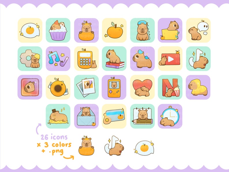 Capybara Icon Set for Ios Android Desktop / 104 Icons / - Etsy