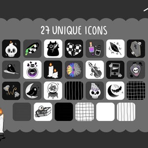 Wednesday Inspired Dark and Goth Icon Set for Ios and Android With ...