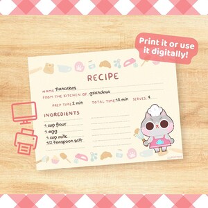 Printable Recipe Cards US Letter for Lunch, Dinner or Baking With Fun ...