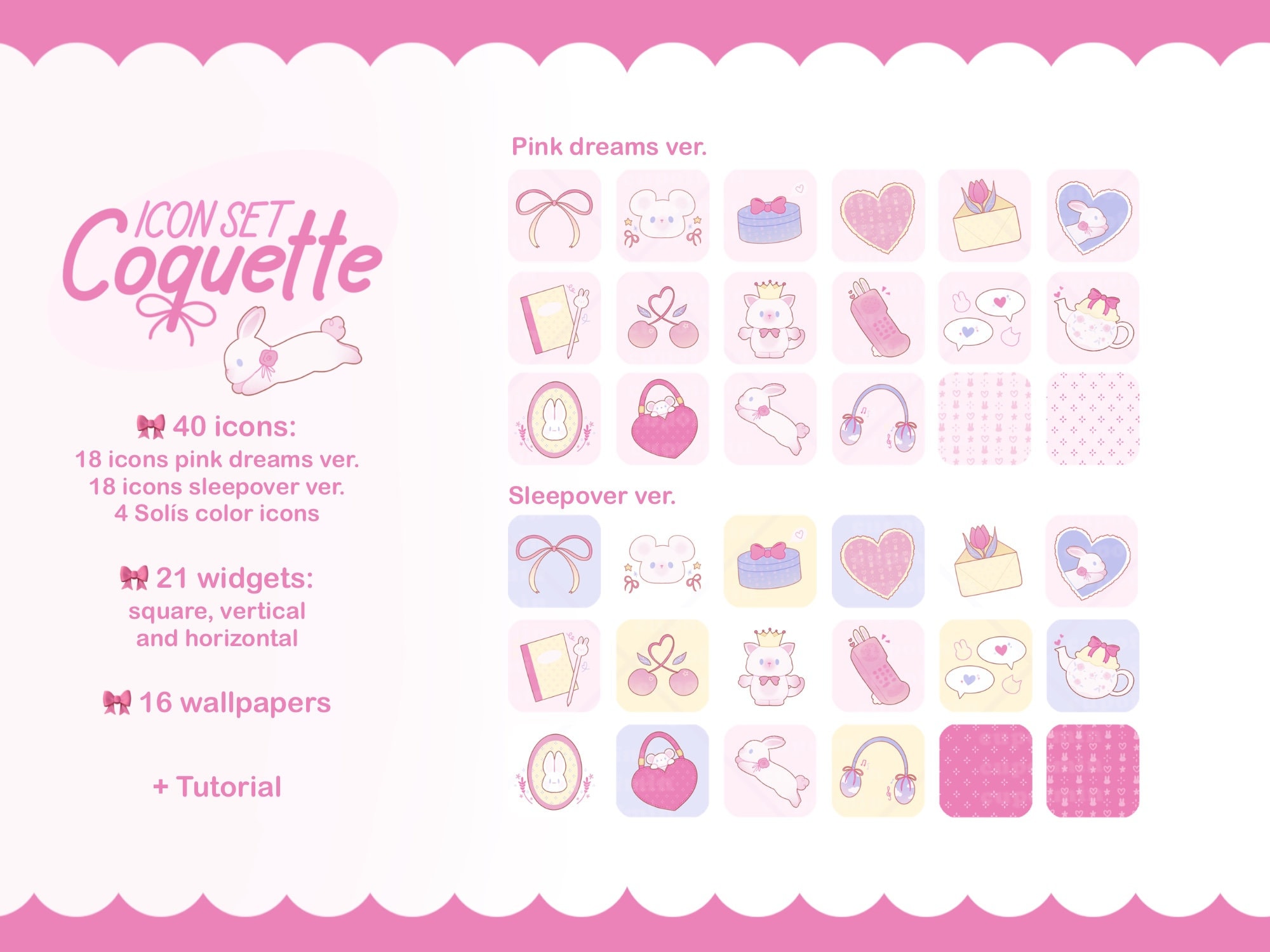 Coquette Icon Set for Ios and Android With Wallpapers and - Etsy