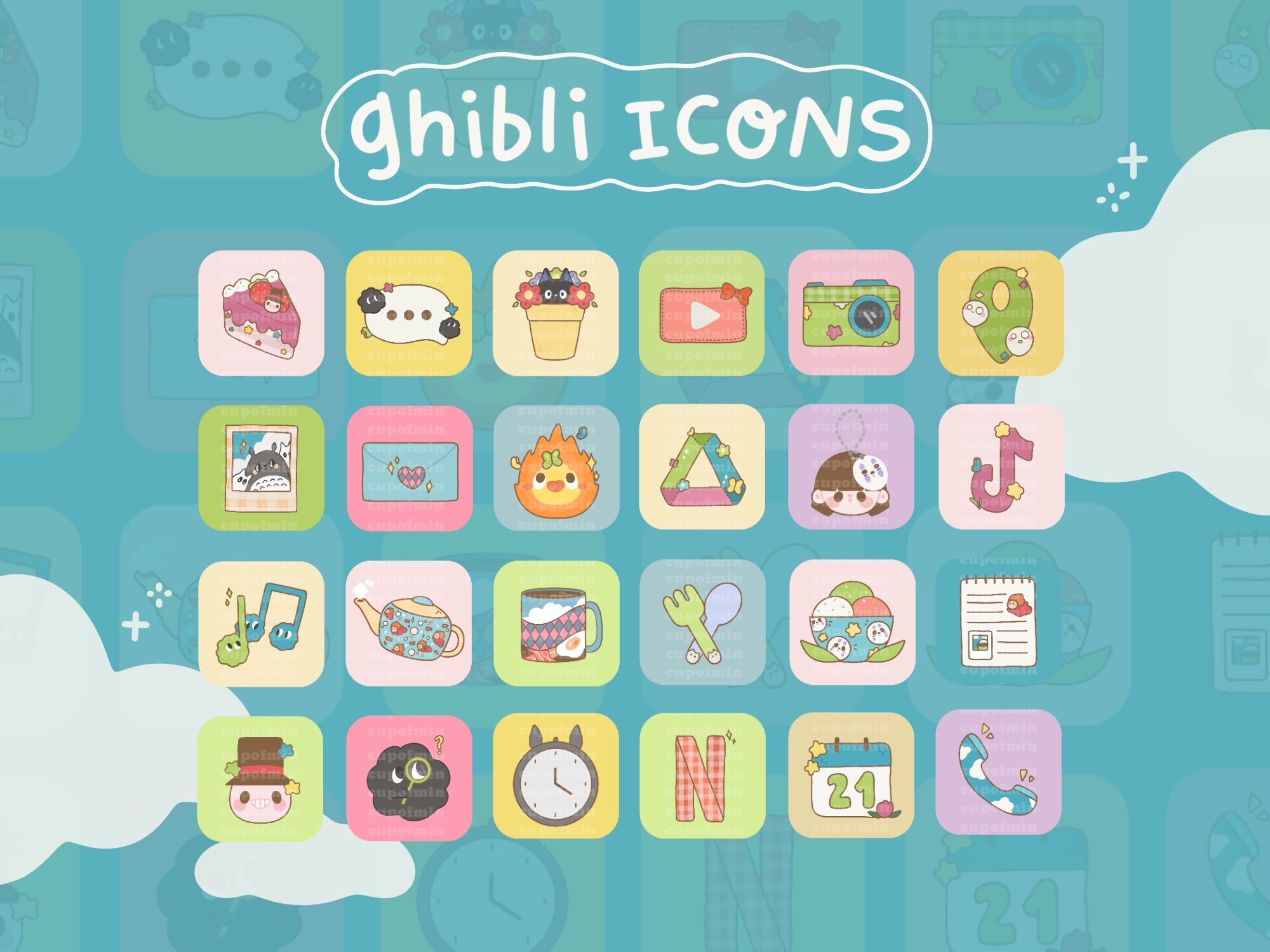 Ghibli Inspired Icon Set for Ios and Android with Wallpapers - Etsy UK