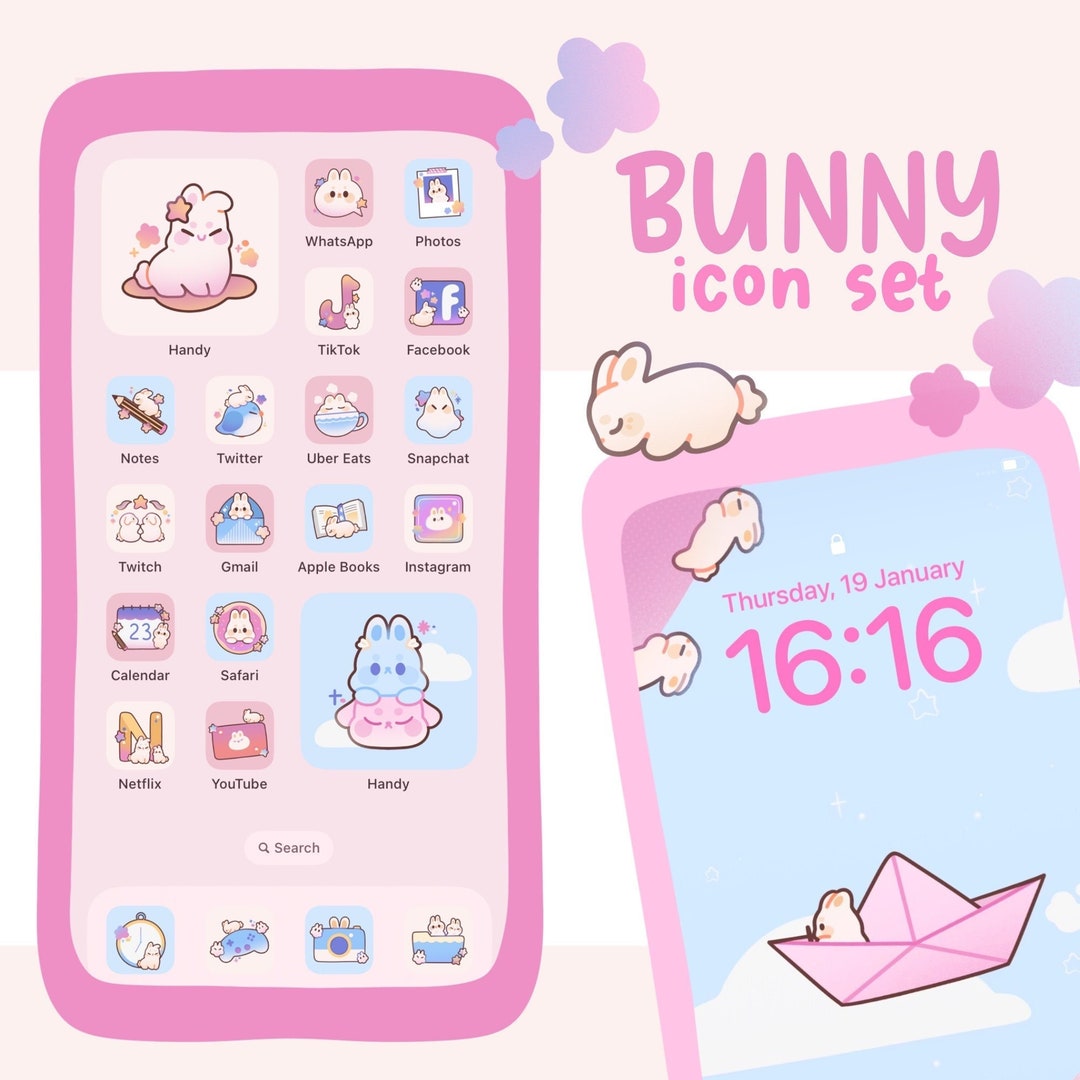 Bunny Easter Icon Set for Ios and Android With Wallpapers and Widgets ...