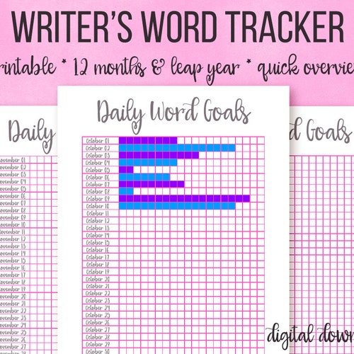 Printable Writer's Daily Word Tracker - Etsy