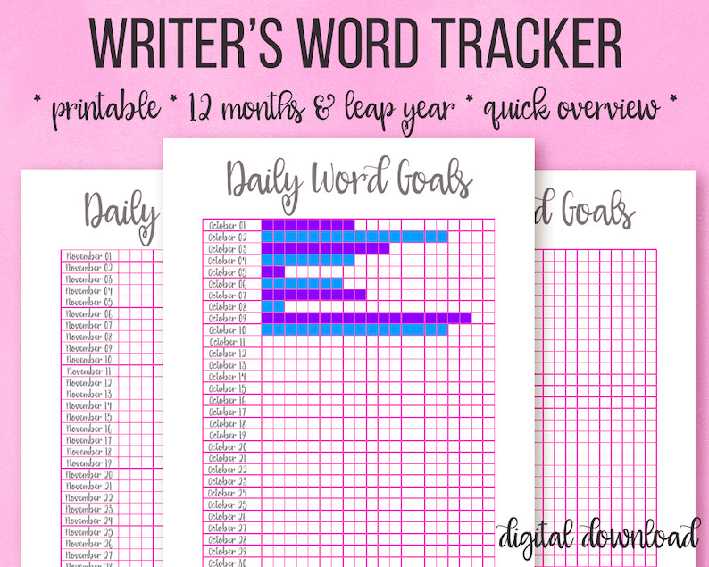 Printable Writer's Daily Word Tracker - Etsy