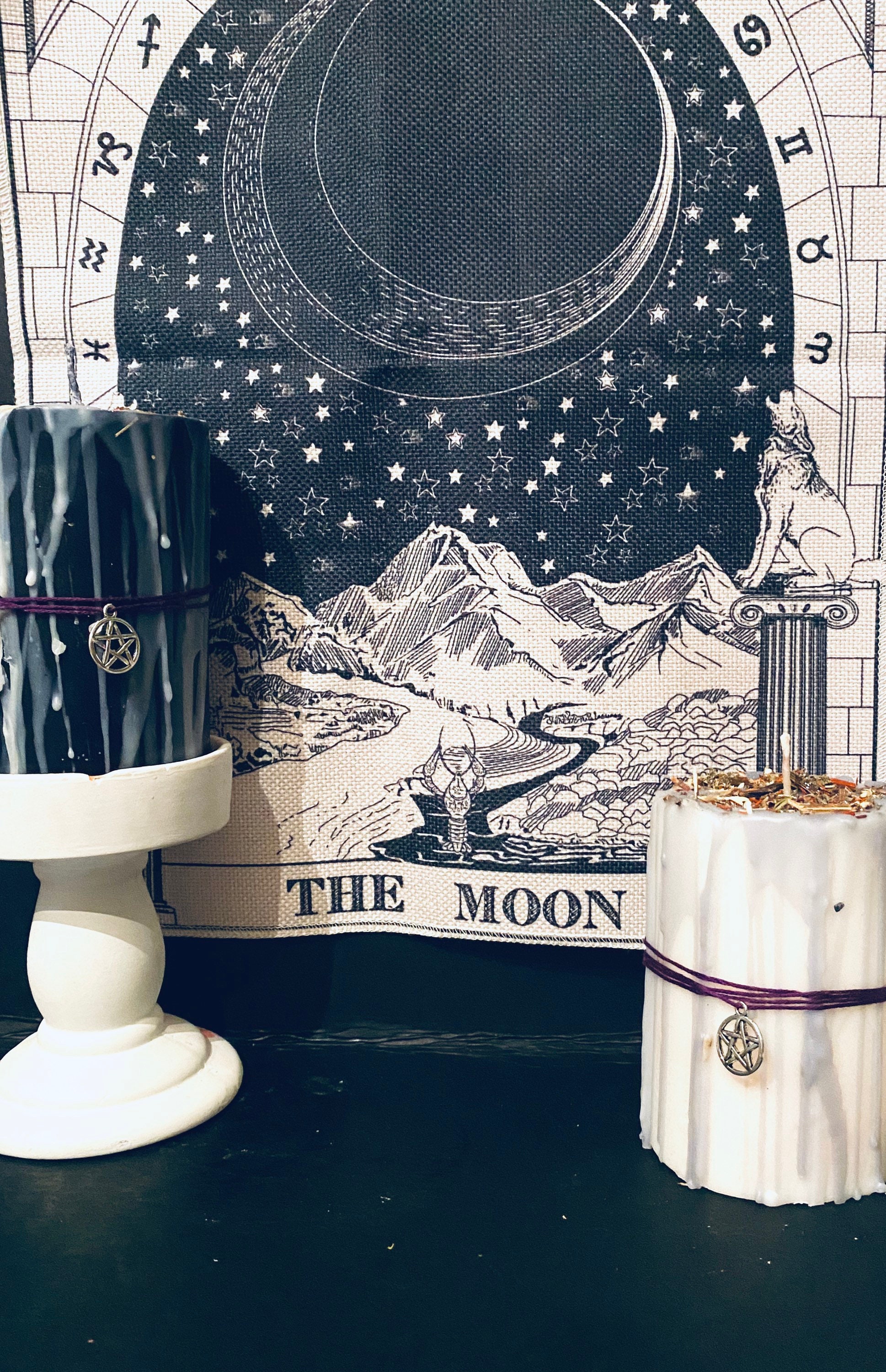 New Moon and Full Moon Candle Set Ritual Candle Witchcraft | Etsy