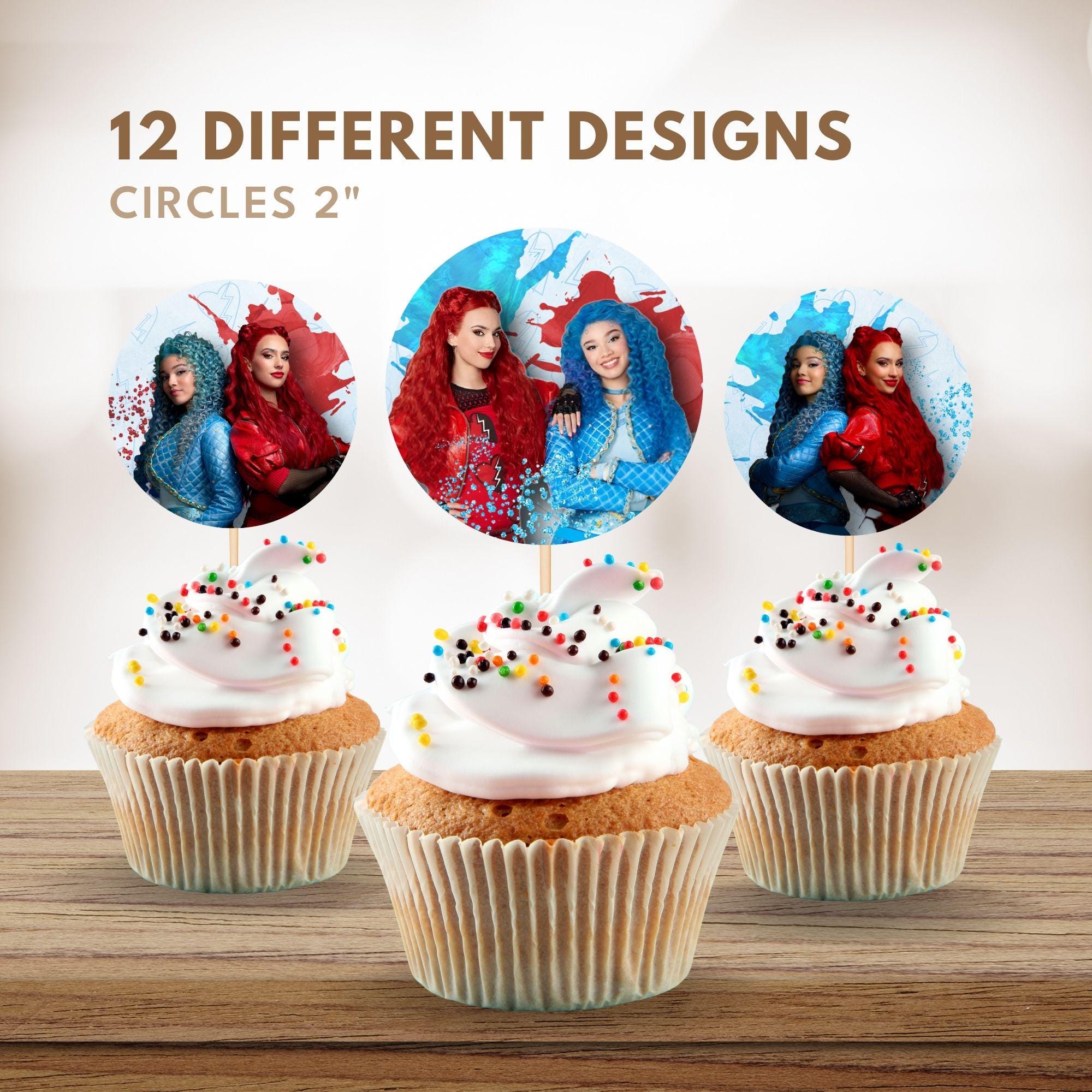 Printable Descendants 4 Cupcake Toppers, Birthday 2IN Toppers, Rise of ...